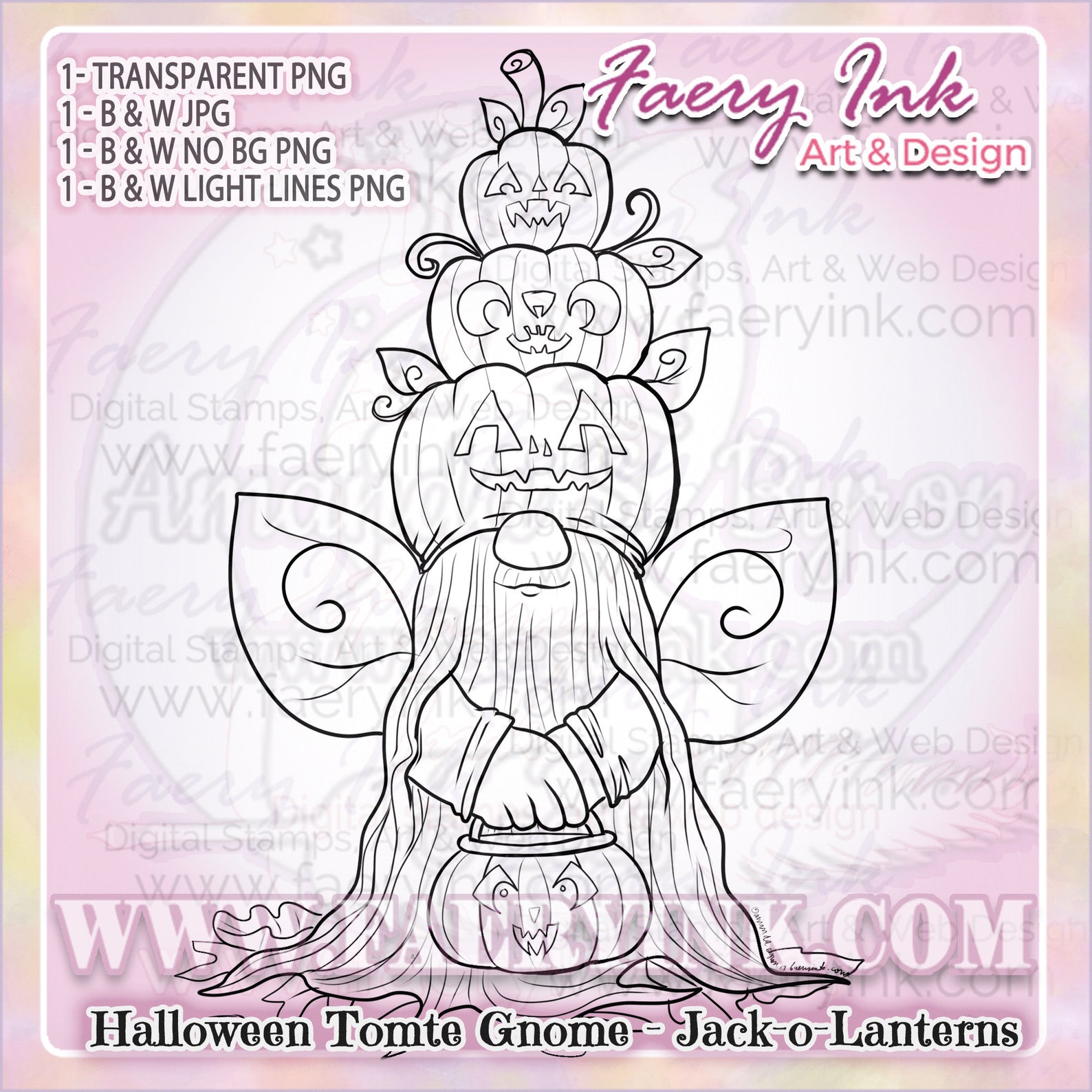 Halloween Tomte Gnomes 4 Digis BUNDLE UNCOLORED Digital Stamp | Etsy