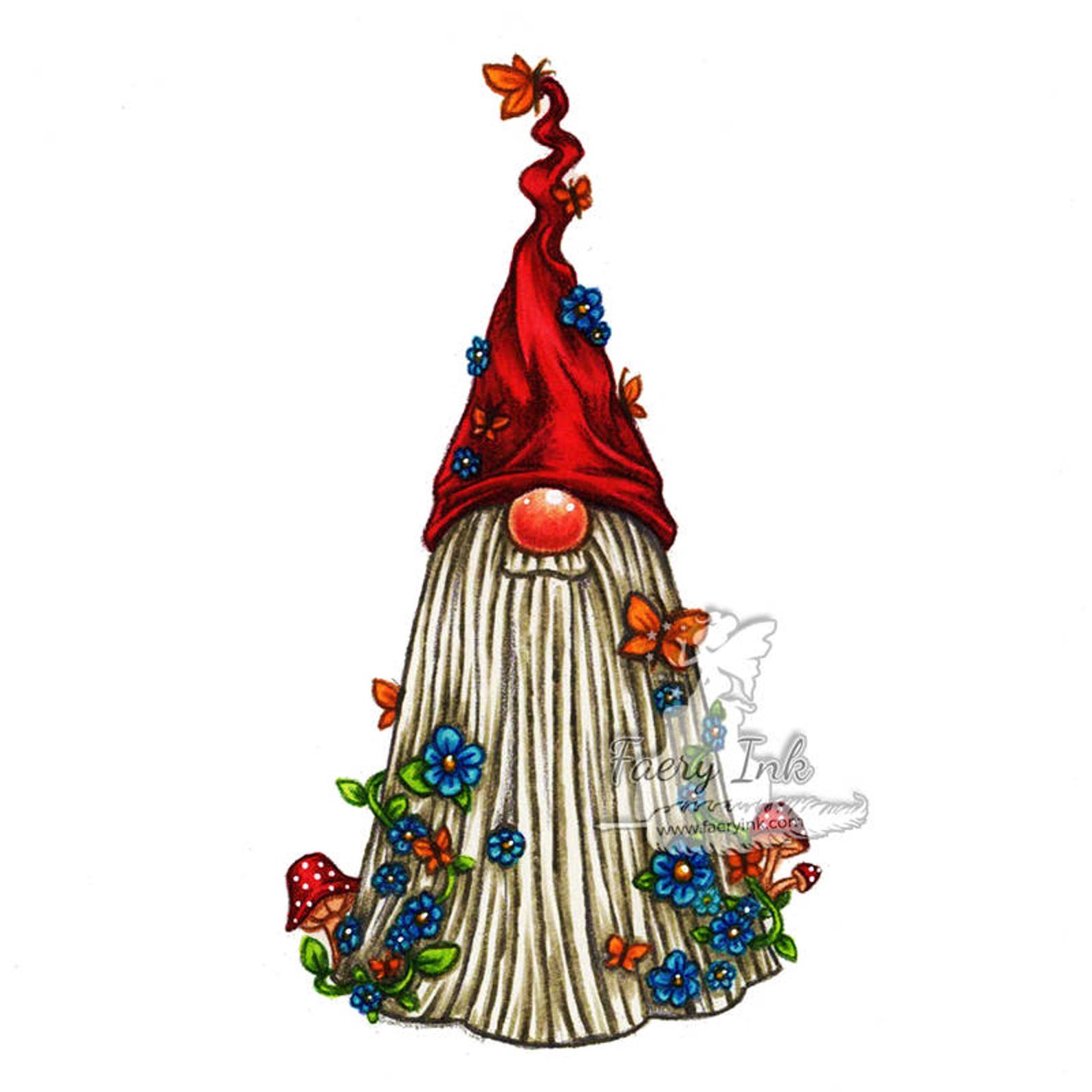 Spring Tomte Nisse Gnome Digi Bundle UNCOLORED Digital Stamp | Etsy