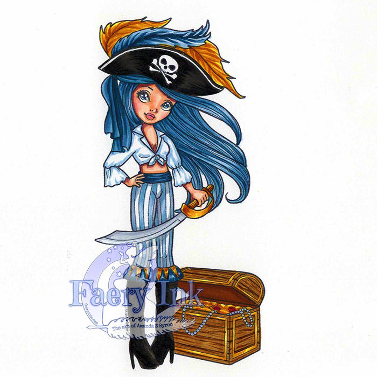 Yarr Pirates W Sentiments 5 Digis BUNDLE UNCOLORED Digital | Etsy