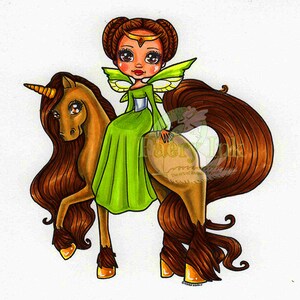 Unicorn Lovers Fairy Faeries Fae Chibis 4 Digis BUNDLE UNCOLORED ...