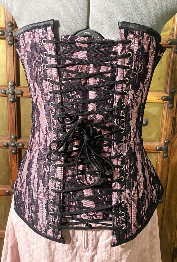 Lace Overlay Longline Steel Bone Corset Heavy Duty Wa… Gem