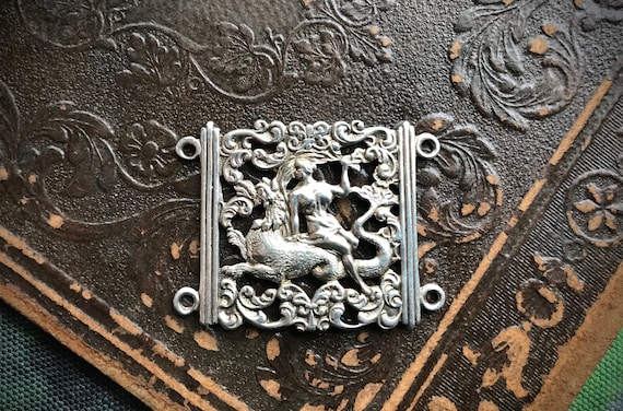 Antique Woman With Lion Panel Connector 1 Vintage Metal Link | Etsy