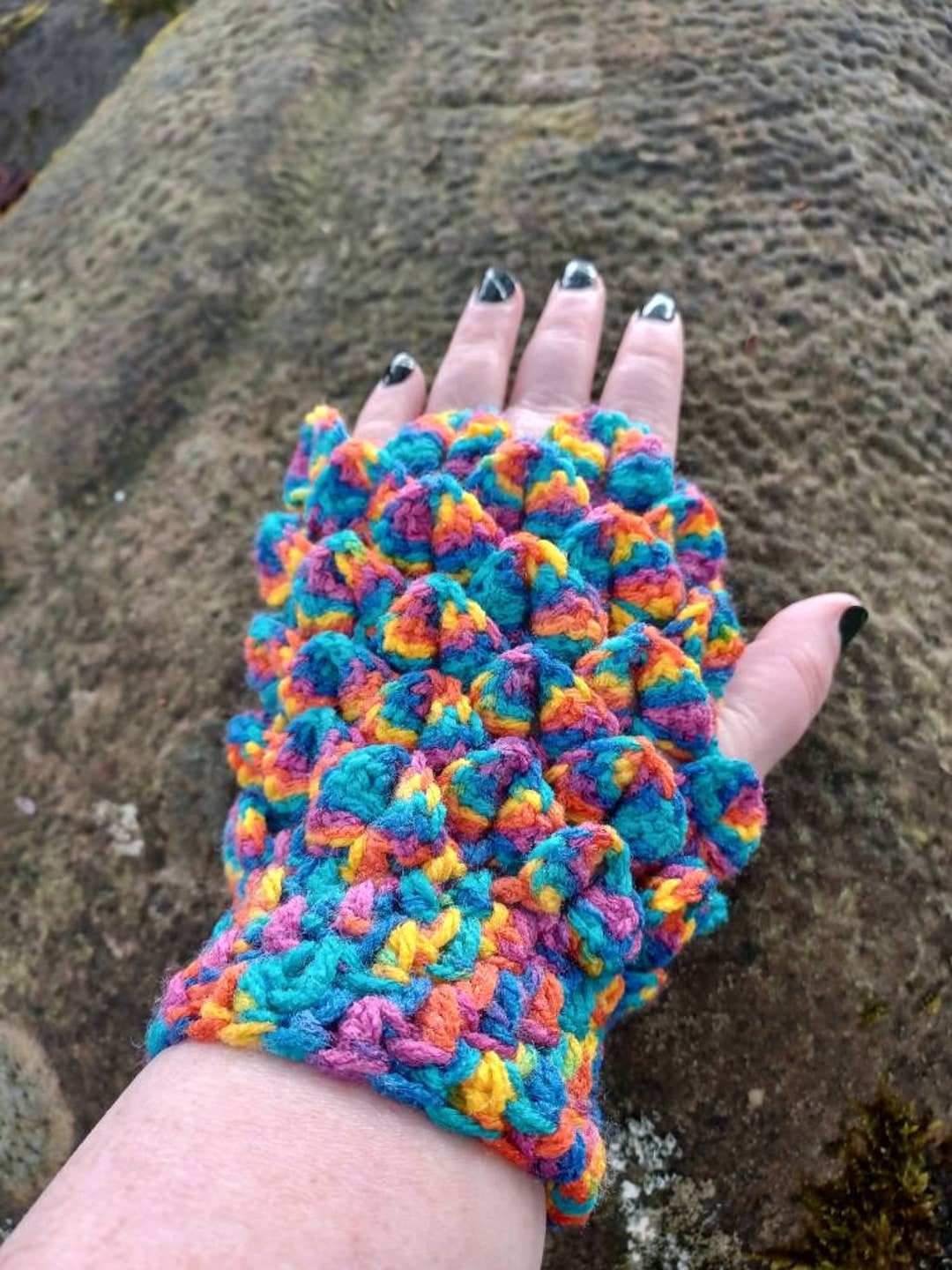 Rainbow Dragon Scale Gloves - Etsy