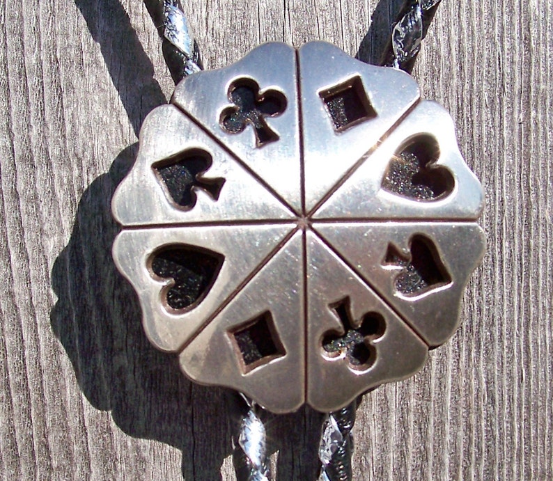 Card Suit Bolo Tie - Dressy Silver and Black Cord - Etsy