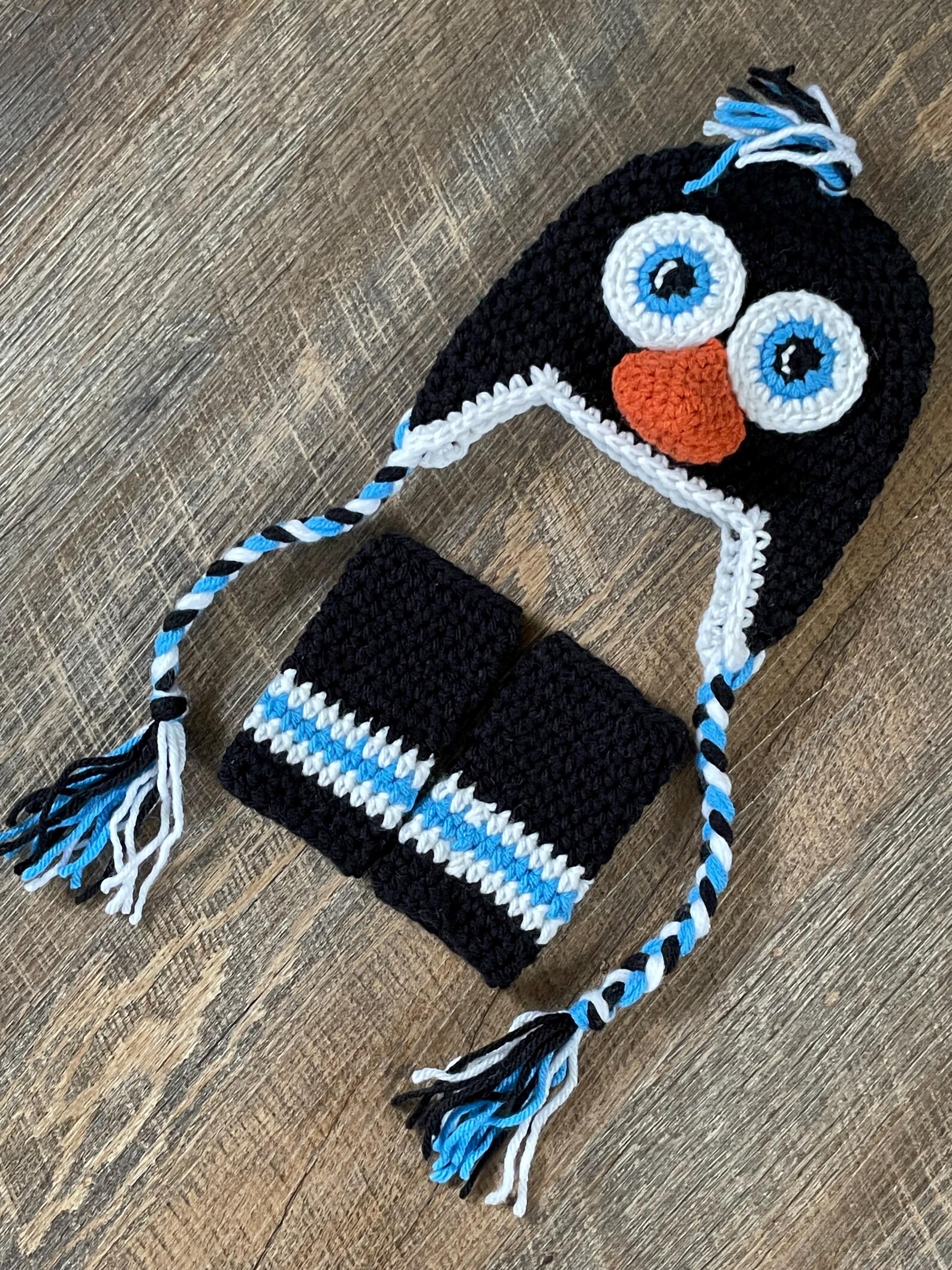 Baby Penguin Laplander Hat & Leg Warmers Set - 0 to 3 Months, 3 to 6 ...