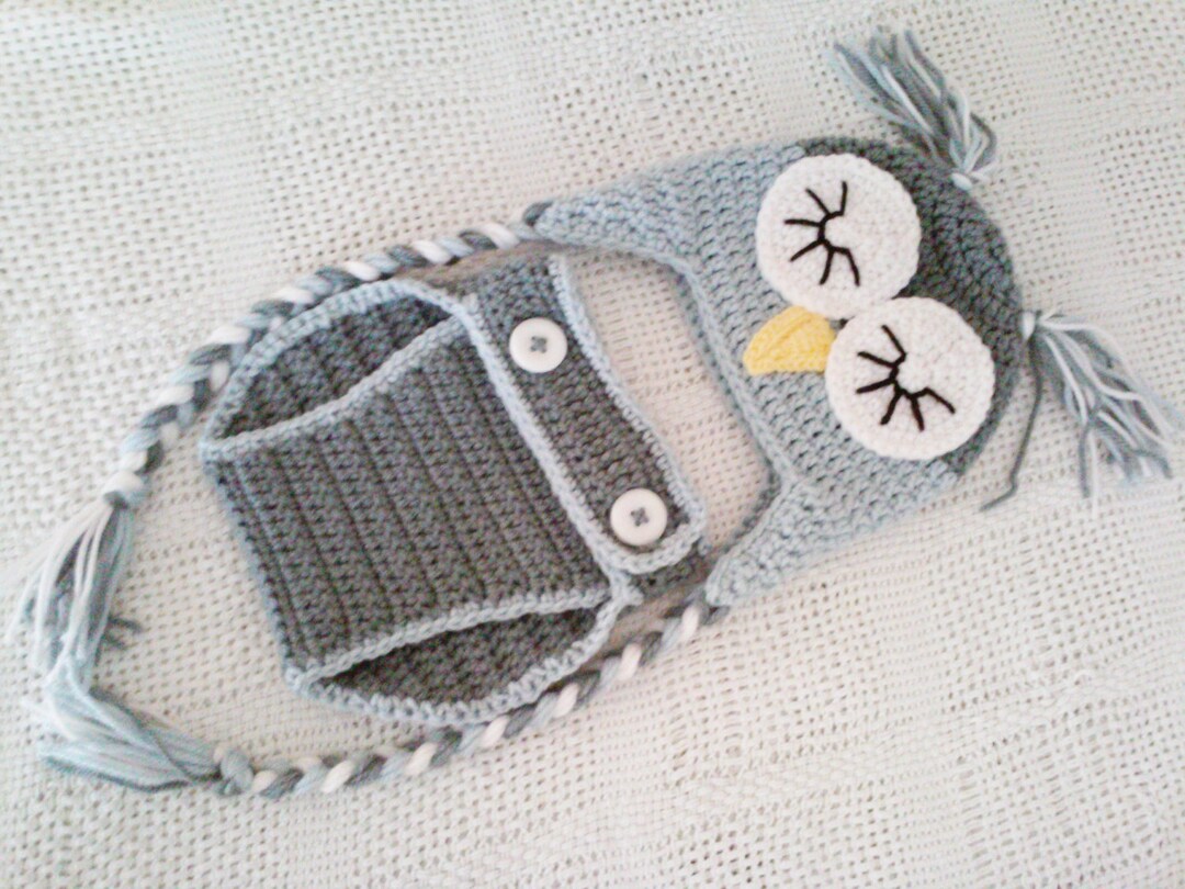 Baby Sleepy Owl Laplander Hat & Diaper Cover Set - 0 to 3 Months, 3 to ...