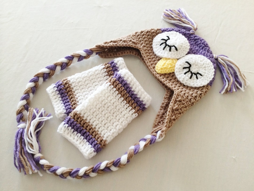 Baby Sleepy Owl Laplander Hat & Leg Warmer Set - 0 to 3 Months, 3 to 6 ...