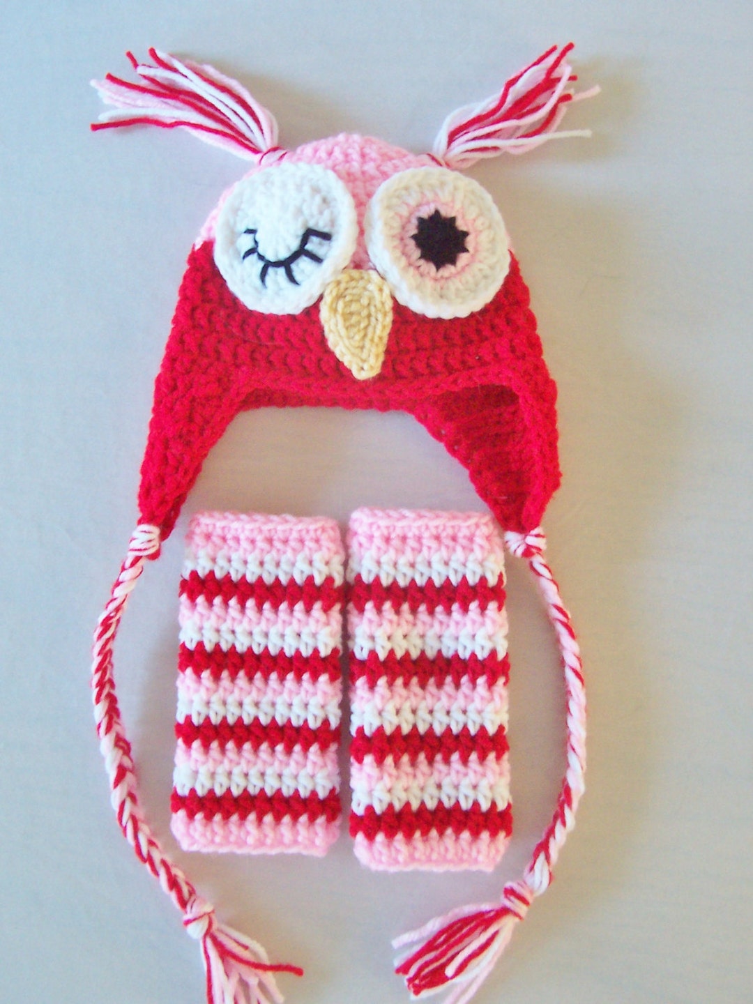 Baby Flirty Valentine's Day Owl Laplander Hat & Leg Warmers Set - 0 to ...