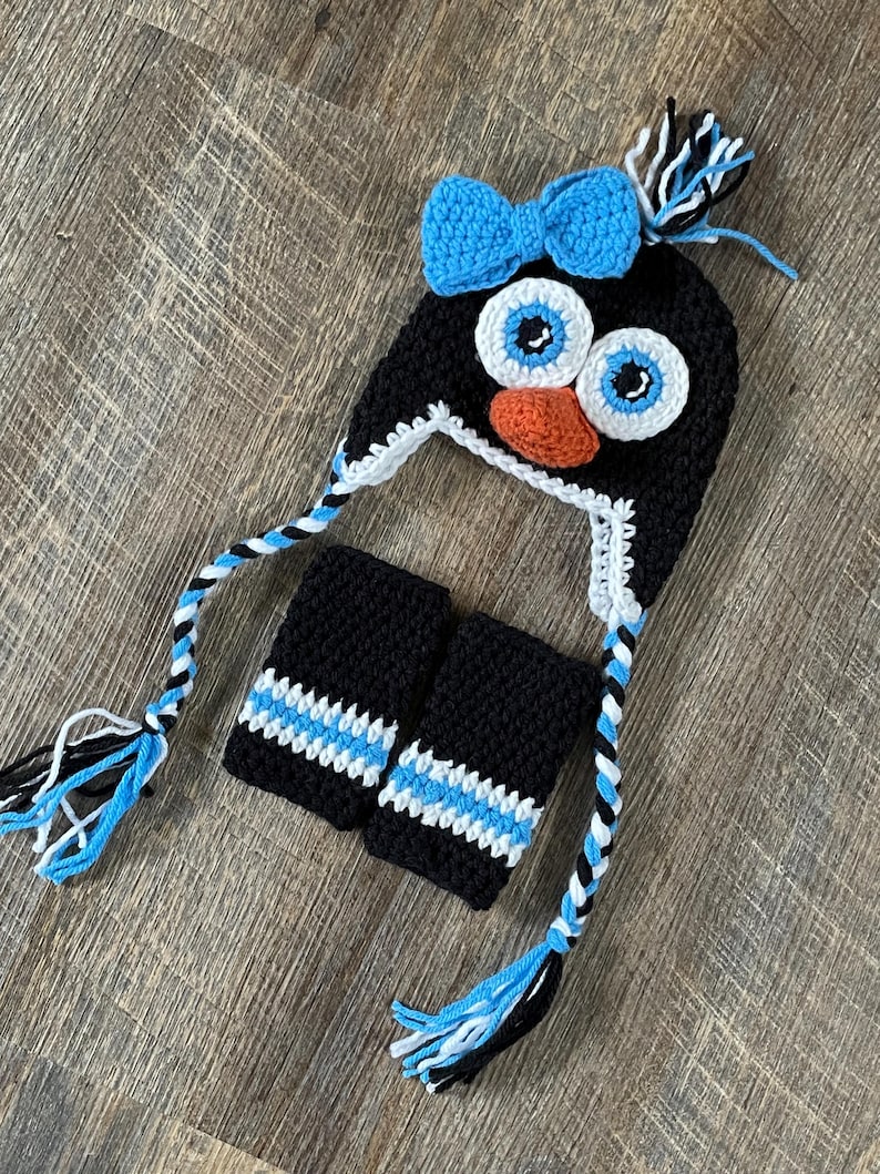 Baby Penguin Laplander Hat & Leg Warmers Set - 0 to 3 Months, 3 to 6 ...