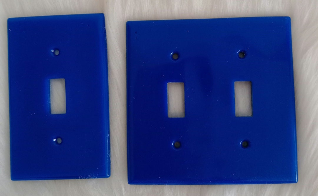 Set of Two Single and Double Blue Light Switch Covers Homemade New - Etsy