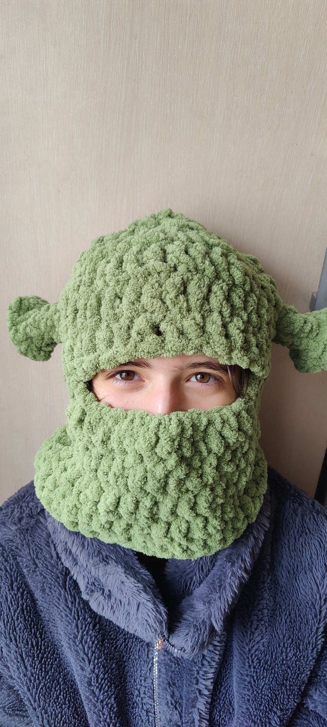 Crochet Shrek Balaclava Mask, Beanie Winter Ski Mask, Crochet Shrek ...