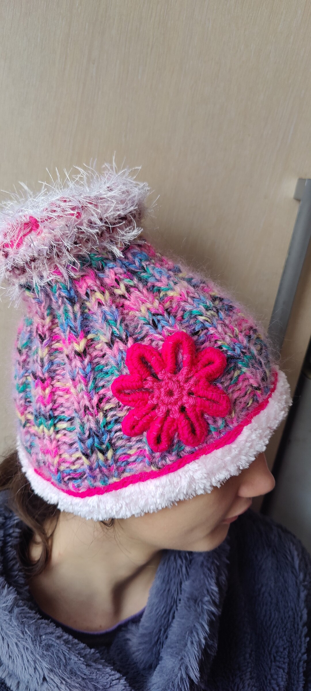 Pink Flower Hat. Ladies Hats. Women Hat. Artisan Hat. Crochet Knit Hat ...