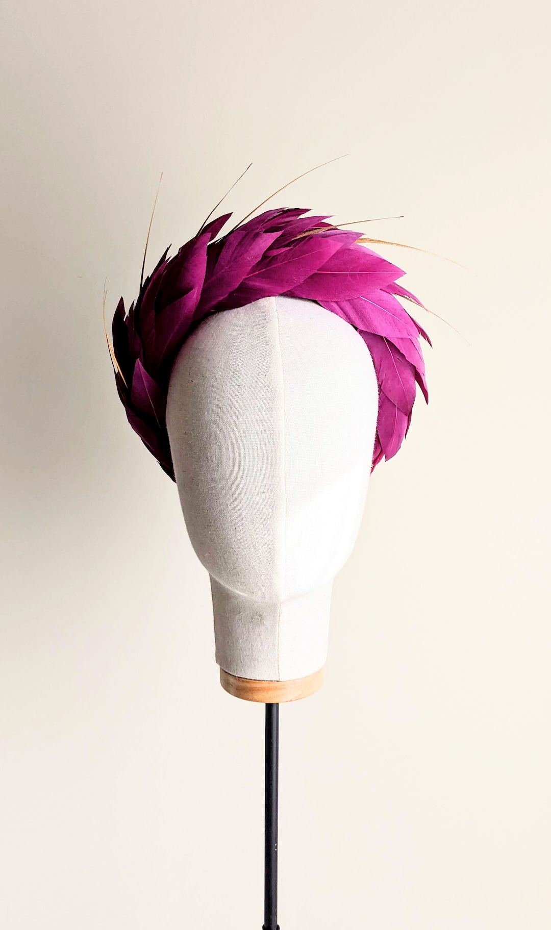 Magenta Feather Headband -bespoke Headbands - Made to Order Headbands ...
