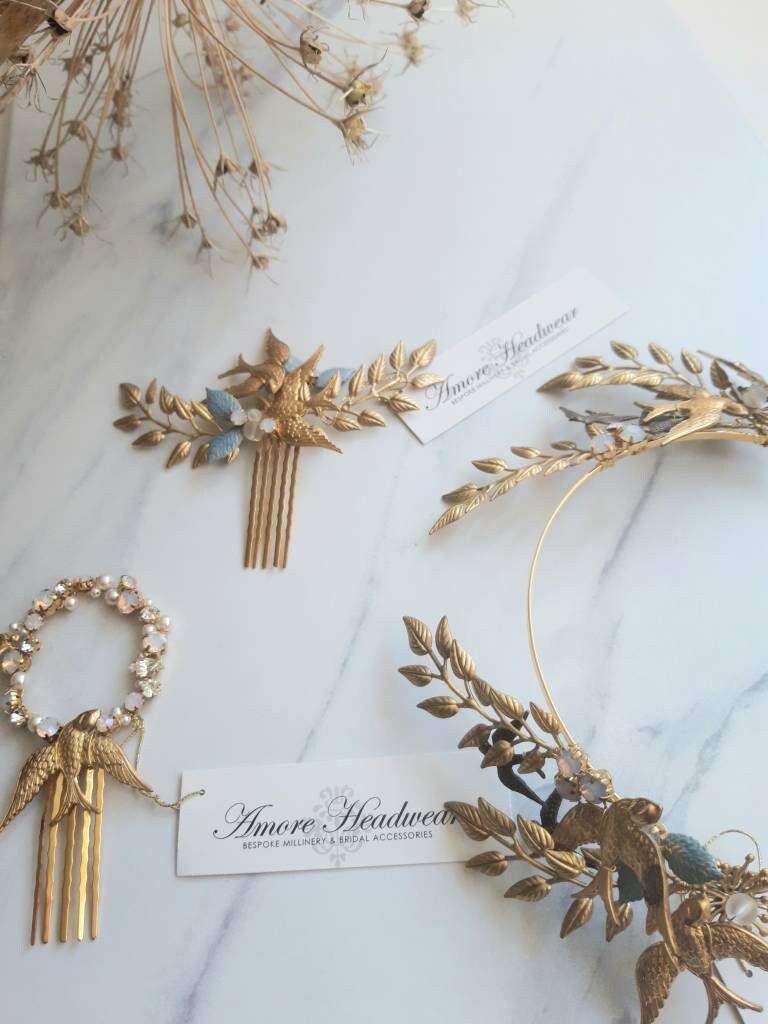 Birds and Botanical Crown Birds Headpiece Hand Made Bridal - Etsy UK