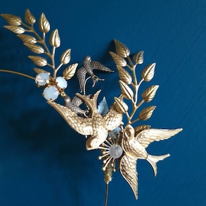 Birds and Botanical Crown Birds Headpiece Hand Made Bridal Headpiece ...
