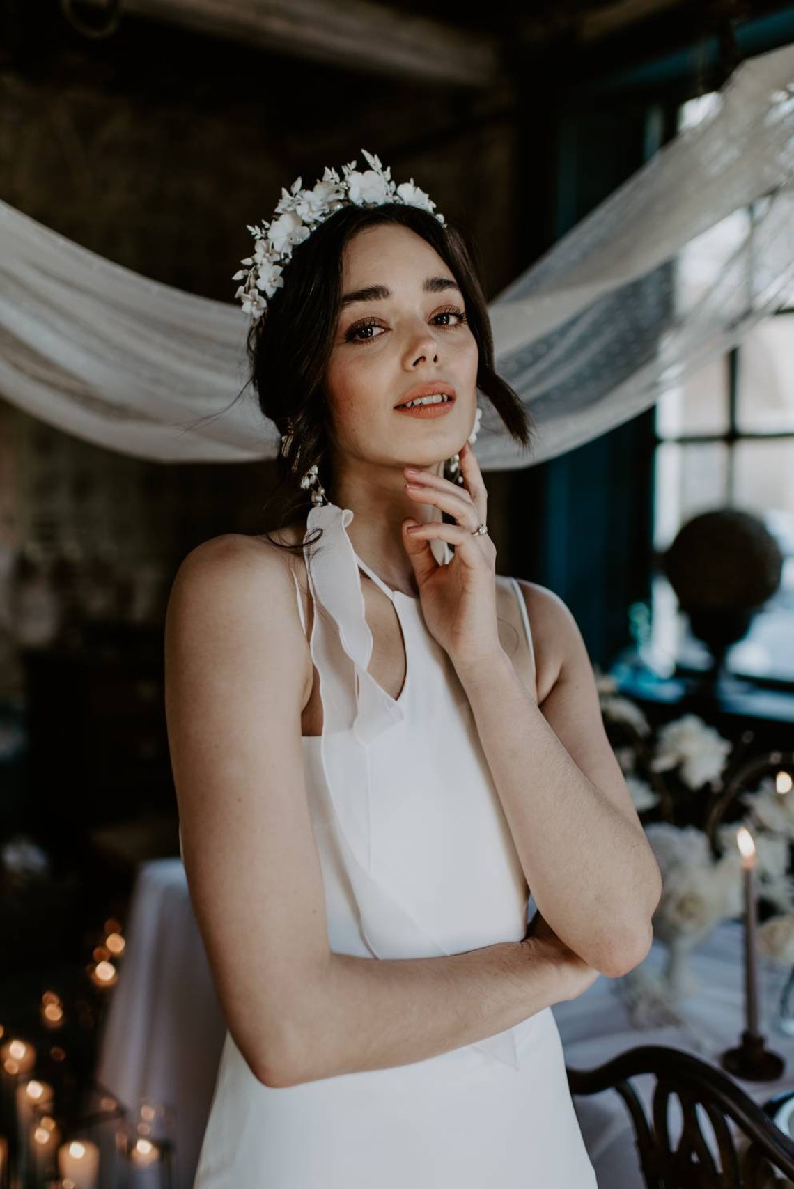 Clay Flowers Bridal Crown White Clay Statement Crown Hand - Etsy UK