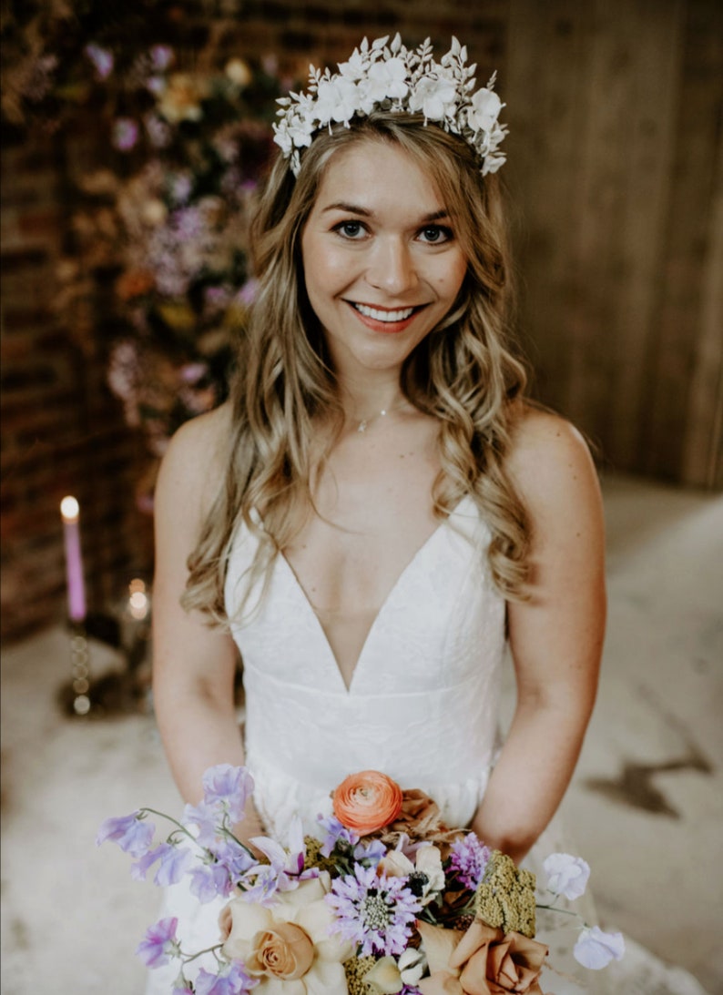 Clay Flowers Bridal Crown White Clay Statement Crown Hand - Etsy UK