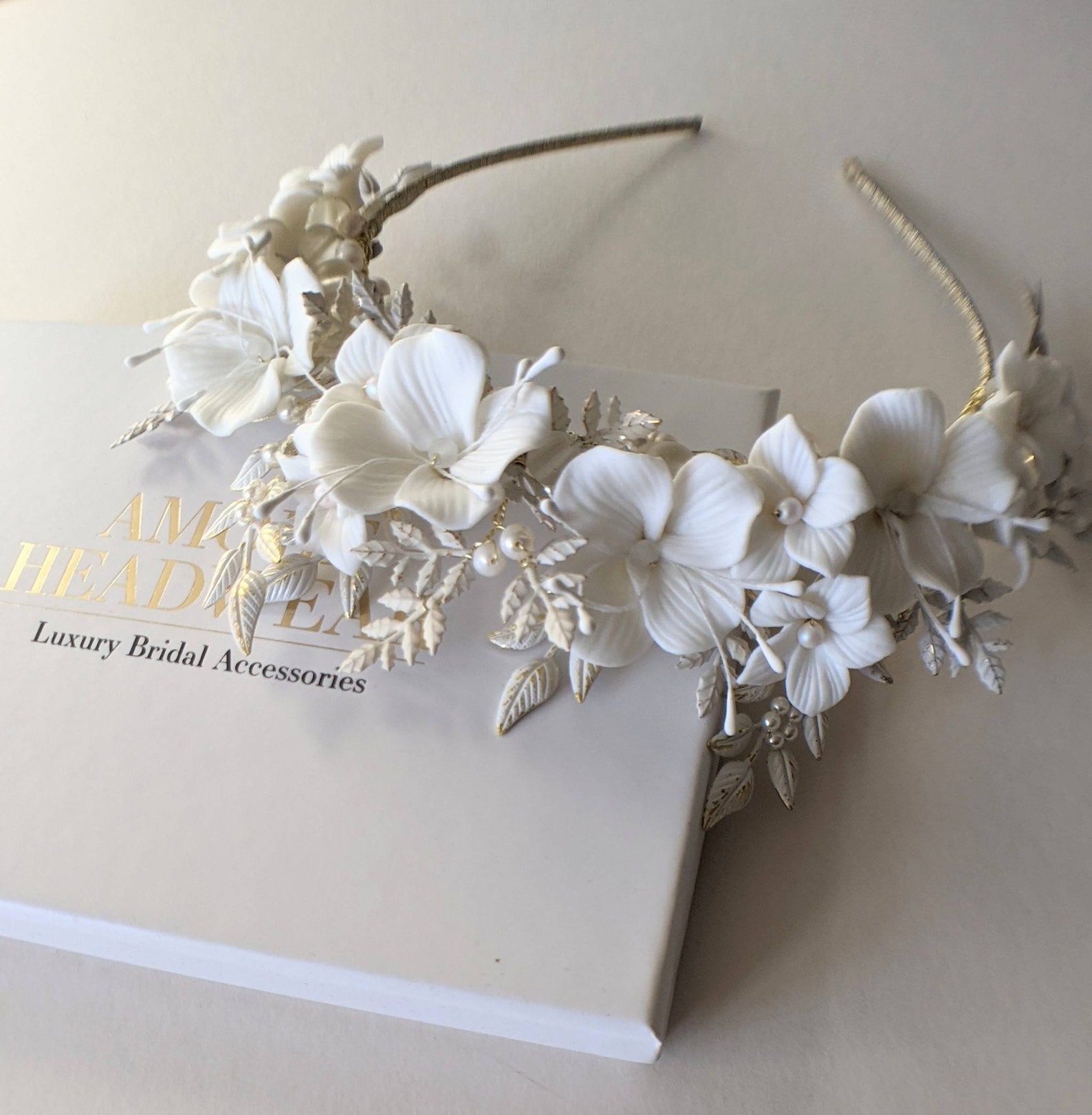 Clay Flowers Bridal Crown White Clay Statement Crown Hand - Etsy UK