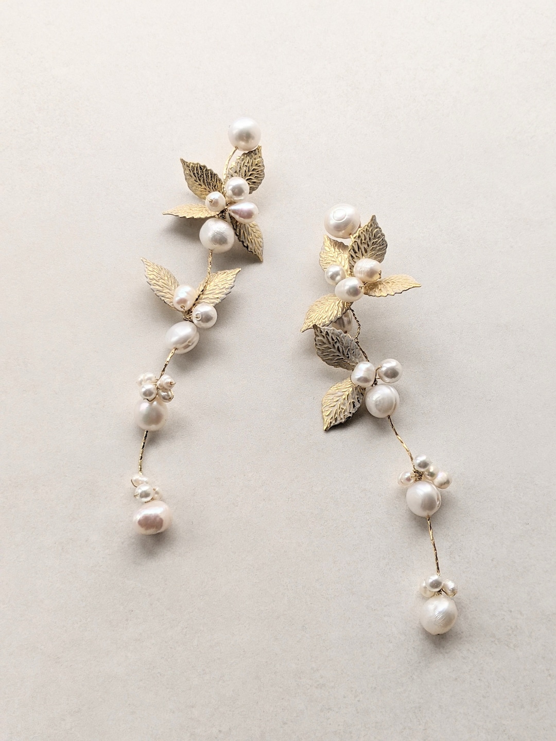 Fresh Water Pearl Drop Earrings Modern Bridal Pearl Earrings Statement ...