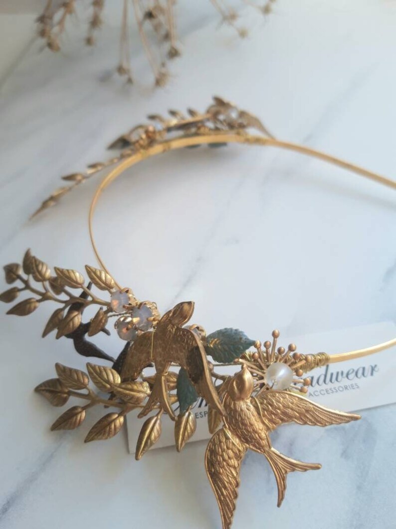 Birds and Botanical Crown Birds Headpiece Hand Made Bridal - Etsy UK