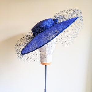 Cobalt Blue Wedding Hat Boater Hat Wedding Guest Hat Modern Wedding Hat ...