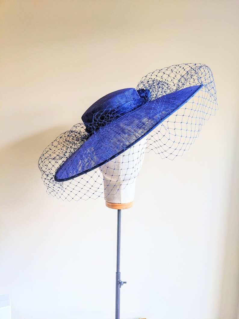 Cobalt Blue Wedding Hat Boater Hat Wedding Guest Hat - Etsy