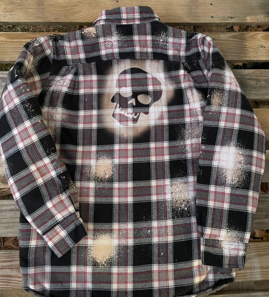 Distressed Flannel Shirt Jacket Size Small, Bleached Flannel Coat ...