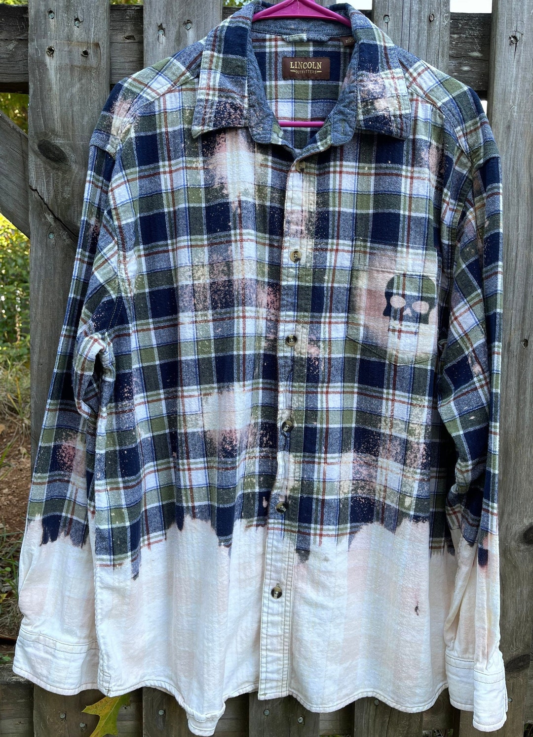 Distressed Mens Flannel Shirt Size XL, Bleached Flannel Shirt, Goth ...