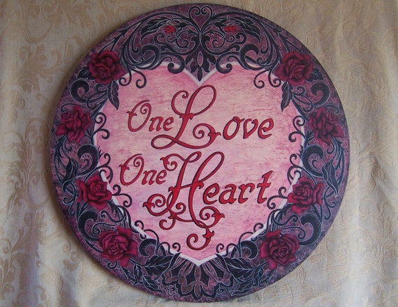 Wooden Art Sign One Love One Heart Gothic Decor Valentine - Etsy