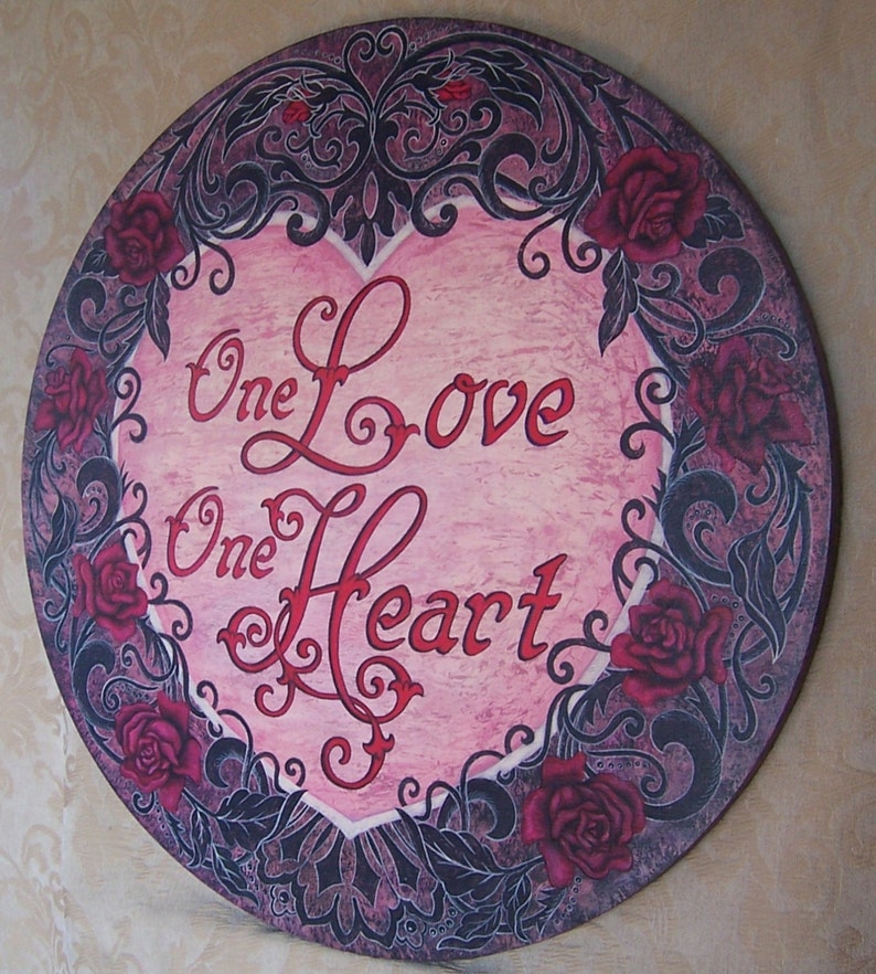 Wooden Art Sign One Love One Heart Gothic Decor Valentine - Etsy