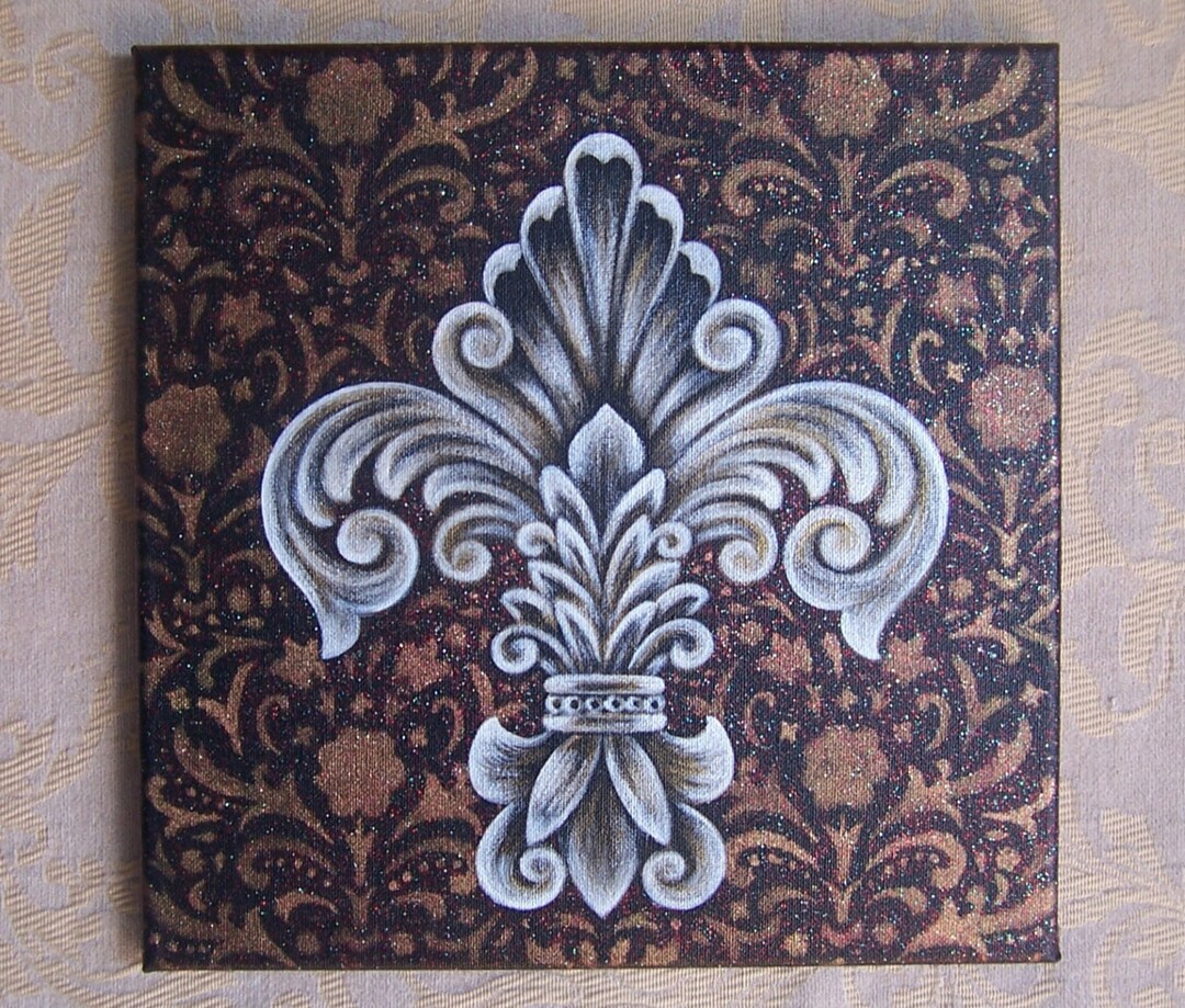 Metallic Gold Fleur De Lis Painting: Shimmering Acrylic Art on Canvas ...