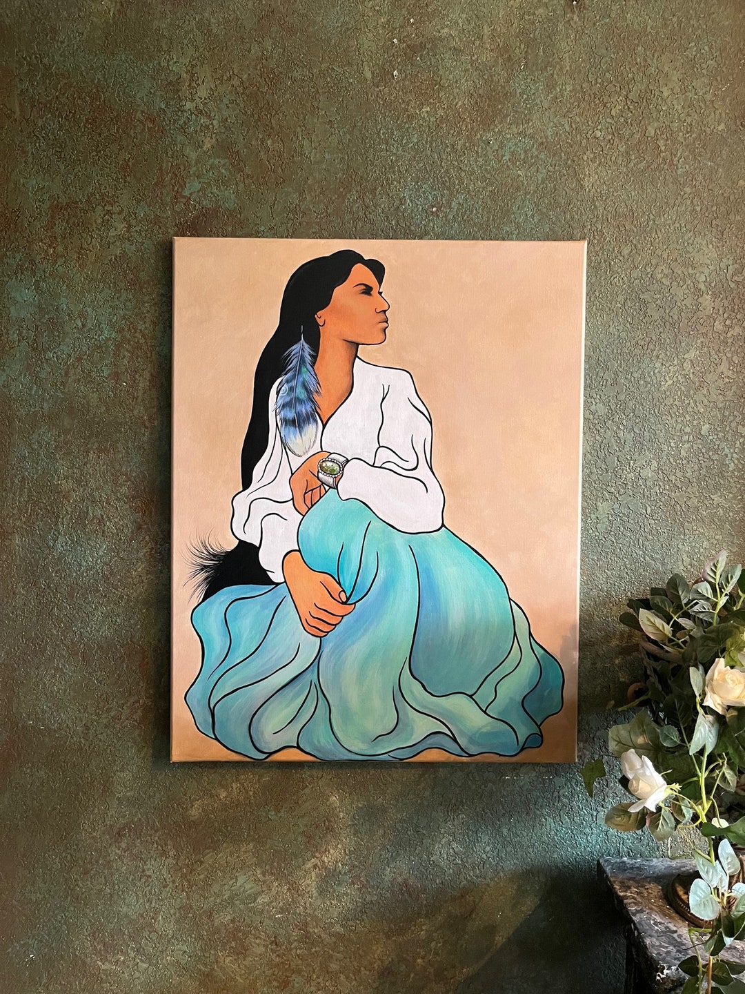 American Indian Woman Art, Original Acrylic Painting, Native American ...