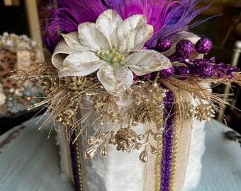 Christmas Centerpiece plush Celebration Sparkle, Silver and Black ...