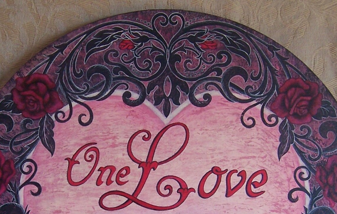 Wooden Art Sign One Love One Heart Gothic Decor Valentine - Etsy