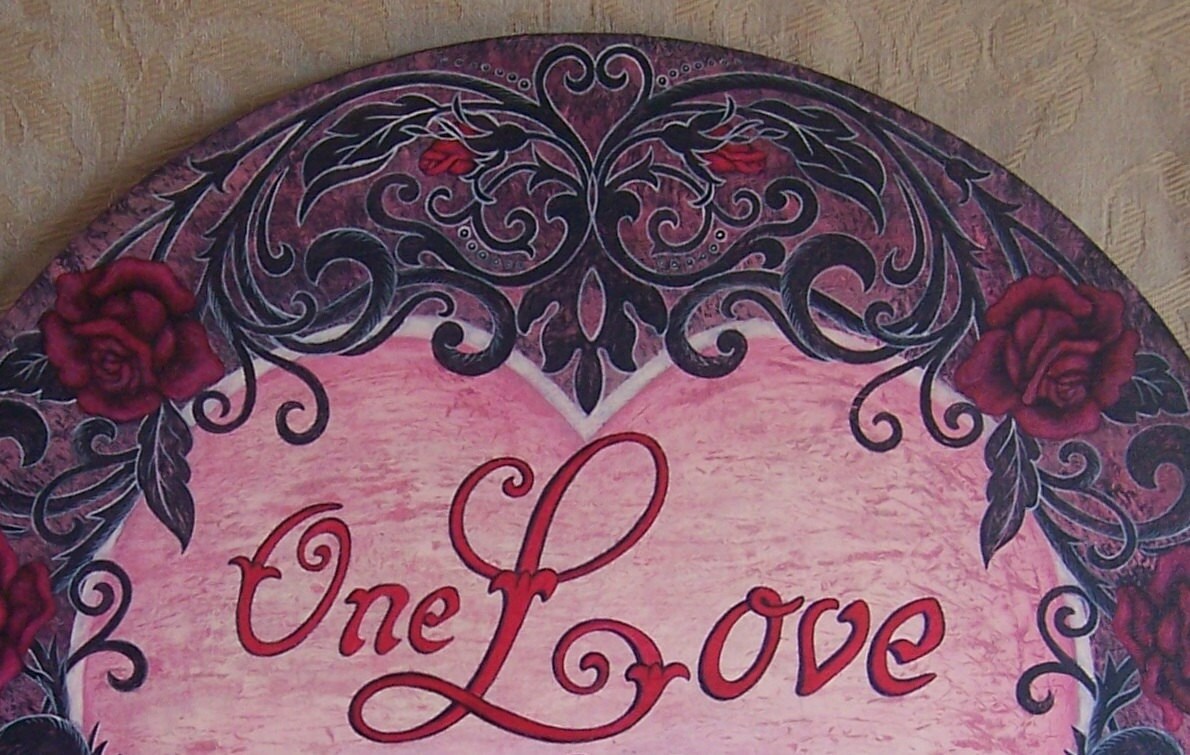Wooden Art Sign One Love One Heart Gothic Decor Valentine - Etsy
