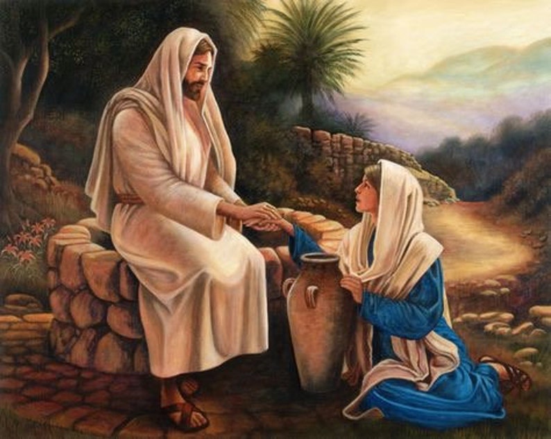 Samaritan Woman Of The Well Jesus Drinking Water Jesus At The Well