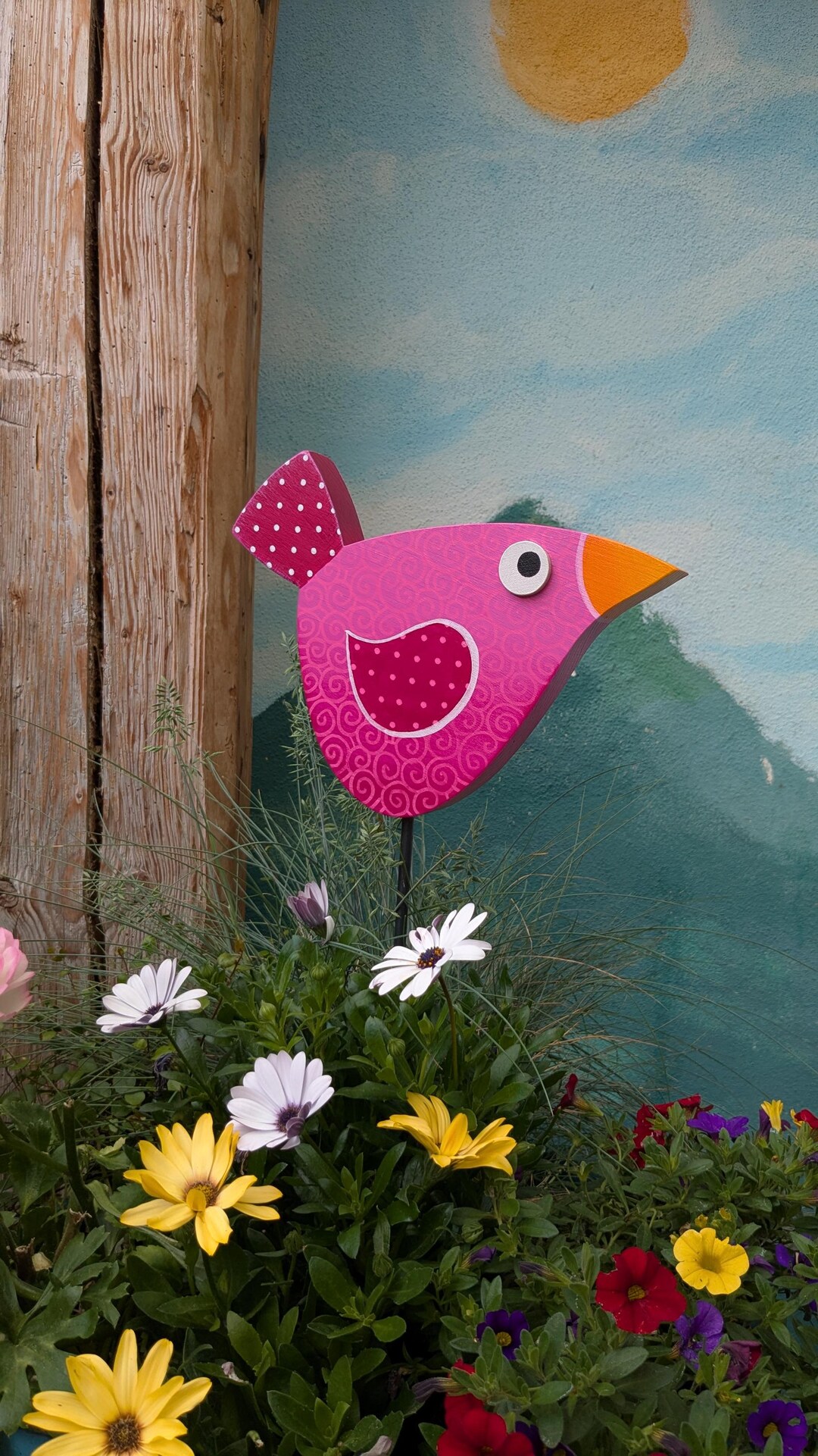 Large Bird Fanny Pink/pink With Curls and Color Gradient, With Swing or ...