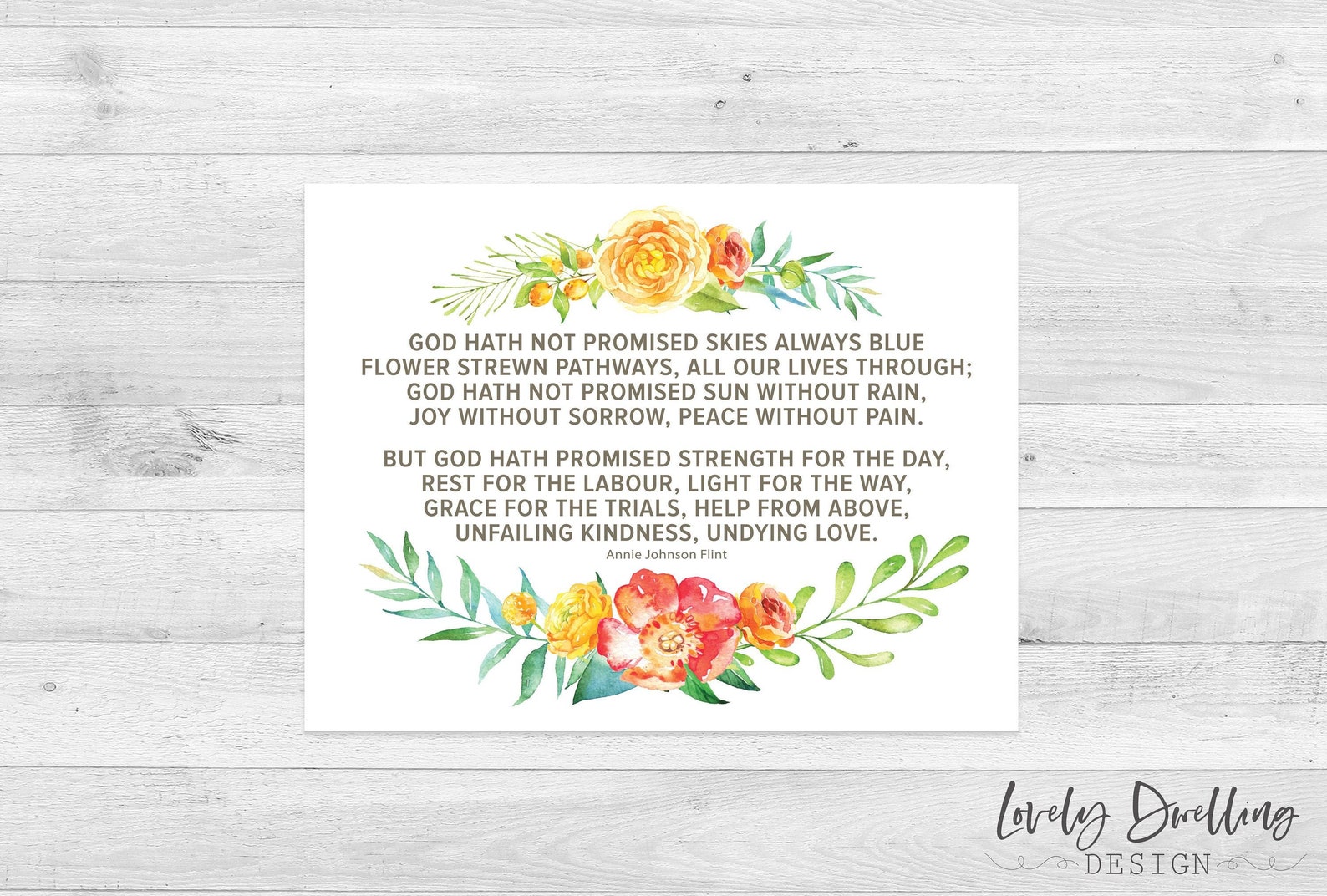 God Hath Not Promised Skies Always Blue Annie Johnson Flint Wall Art ...