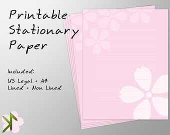 Cherry Blossoms Printable Stationery Paper Pink Florals, Journal ...
