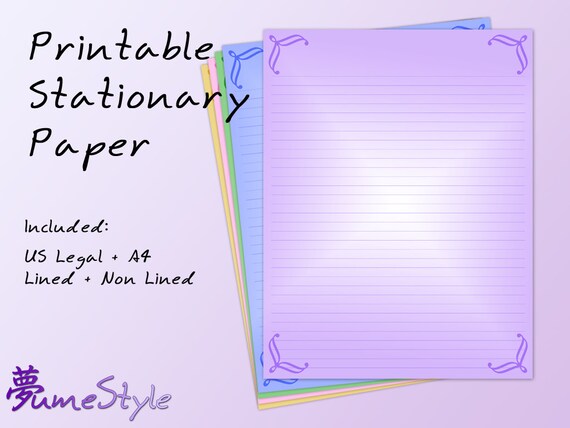 Printable Stationery Simple Style 0001 Set of 5 | Etsy