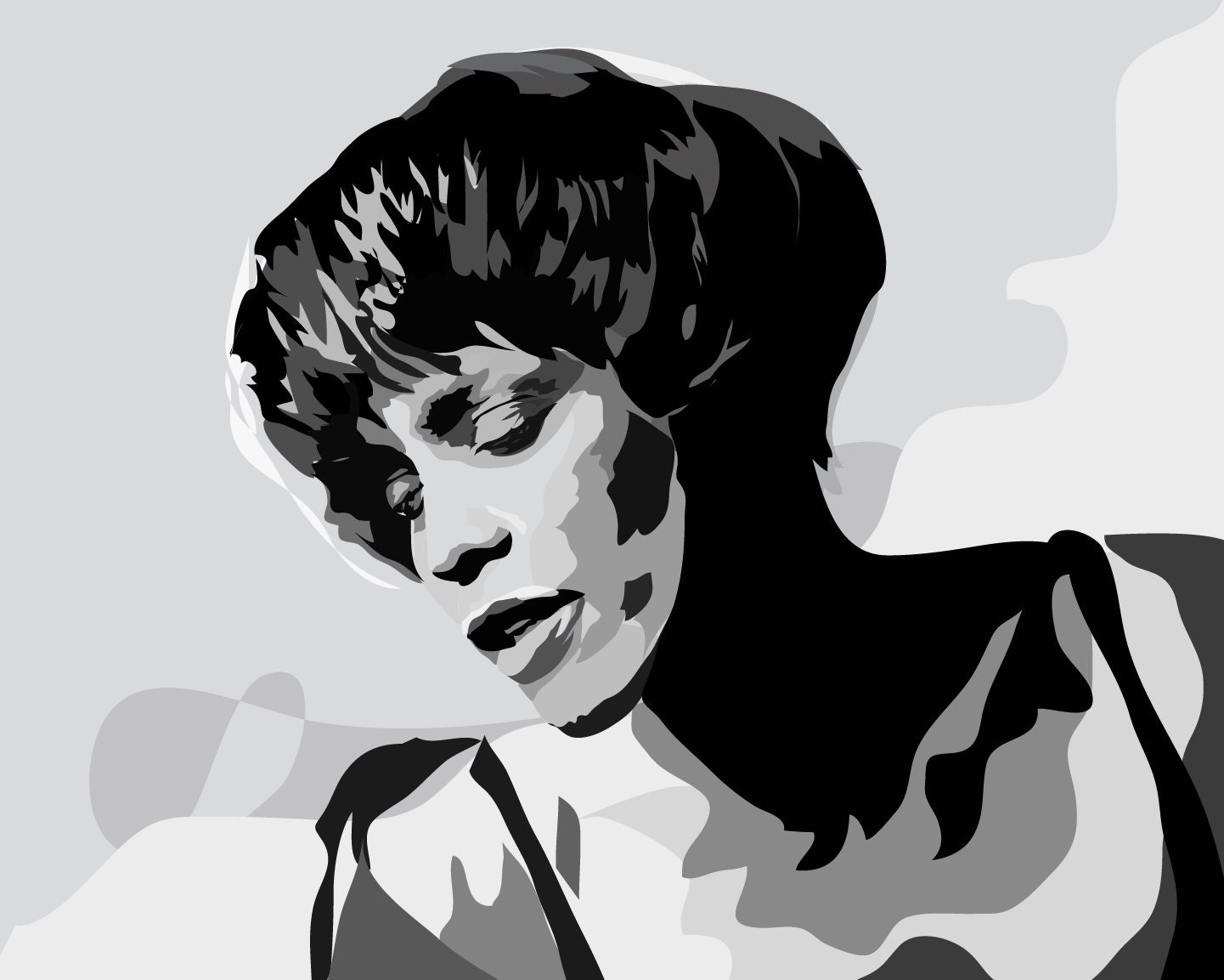 Whitney Houston 20x16 Inch Art Print Greyscale - Etsy