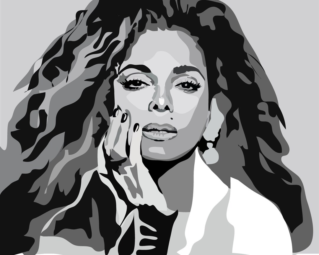 Janet Jackson Greyscale - 20x16inch Art Print - Etsy