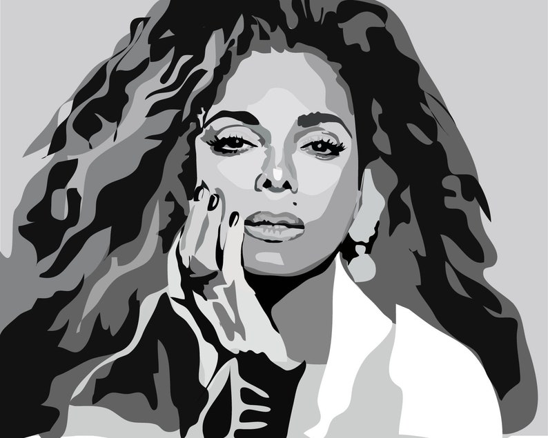 Janet Jackson Greyscale 20x16inch Art Print - Etsy