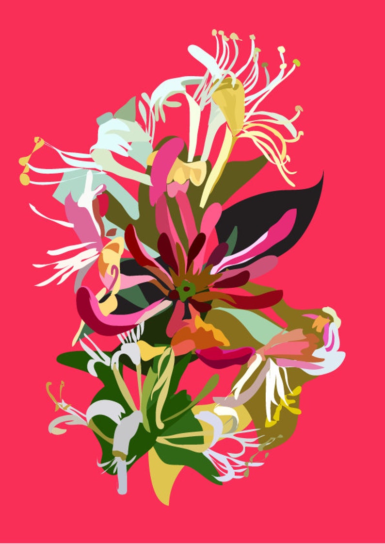 Aries Zodiac Art Print Flowers Honeysuckle - Etsy