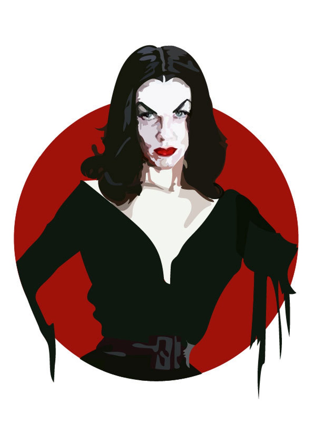 Vampira With Red Background - Maila Nurmi - Horror Art Print - Gothic ...