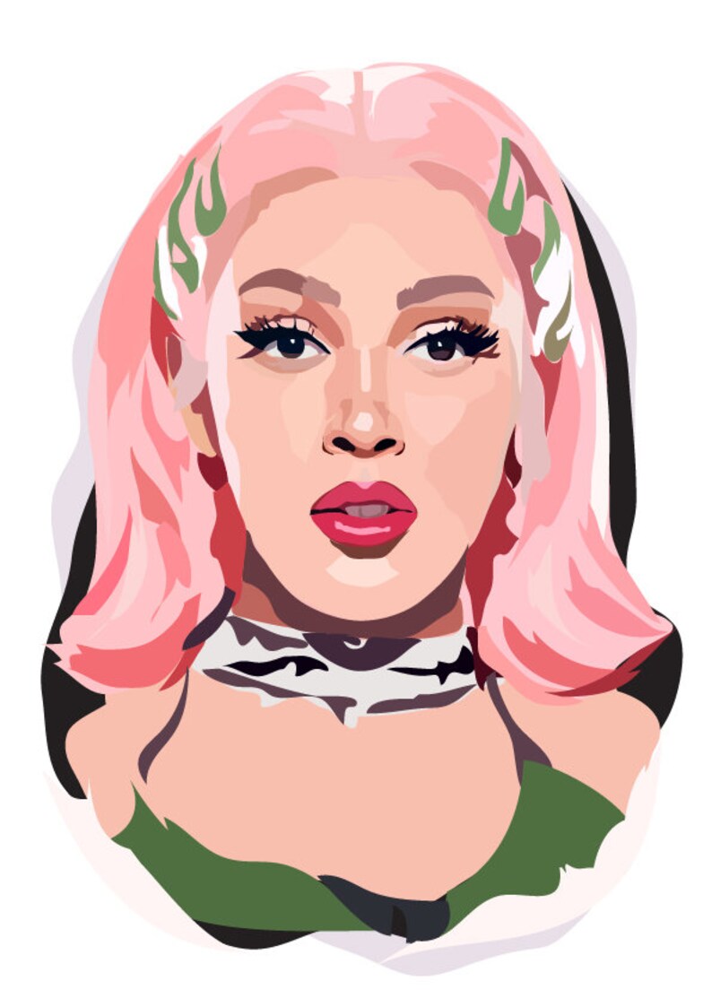 Doja Cat Light Pink Art Print Portrait Print Celebrity - Etsy