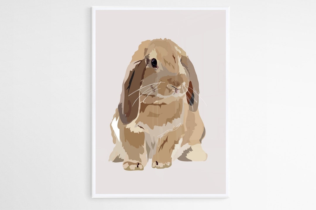 Flop Bunny Art Print Cute Kids Easter - Etsy