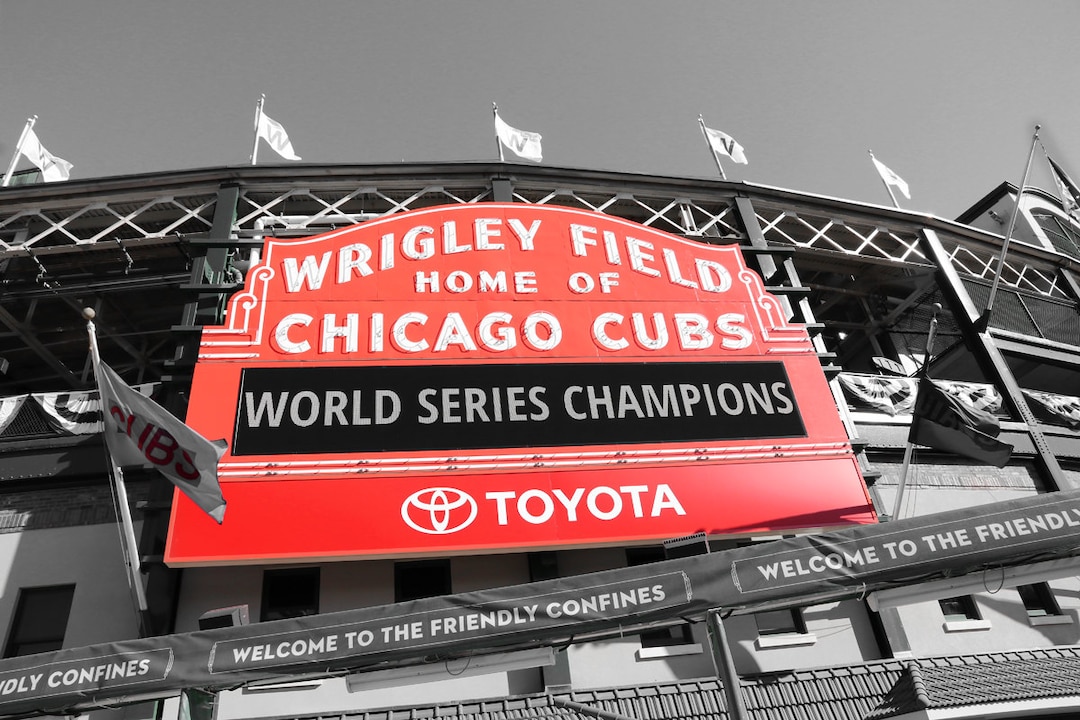 Chicago Cubs Print, Wrigley Field Marquee Sign, 2016 World Series ...