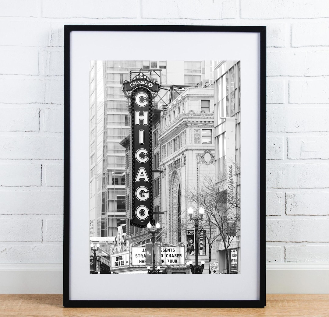 Chicago Print, VERTICAL Chicago Theater Wall Art, Black and White ...