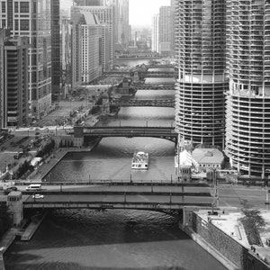 Chicago River Wall Art, Chicago Photo, Bridges and Boat, City ...